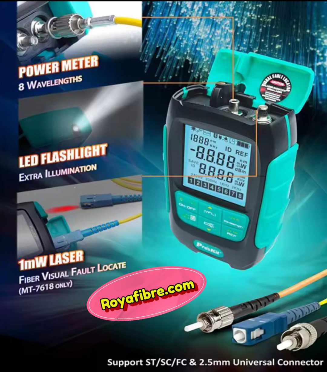 Power Mètre à fibre optique 4 en 1 – roya fibre